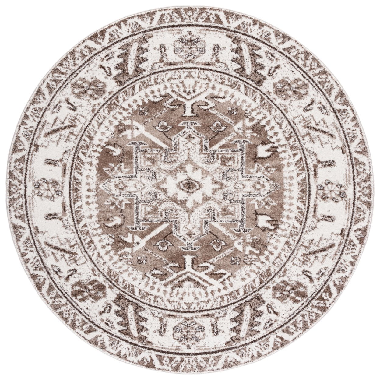 SAFAVIEH Vintage Hamadan Dania Oriental Area Rug, Brown/Ivory, 6'7" x 6 ...