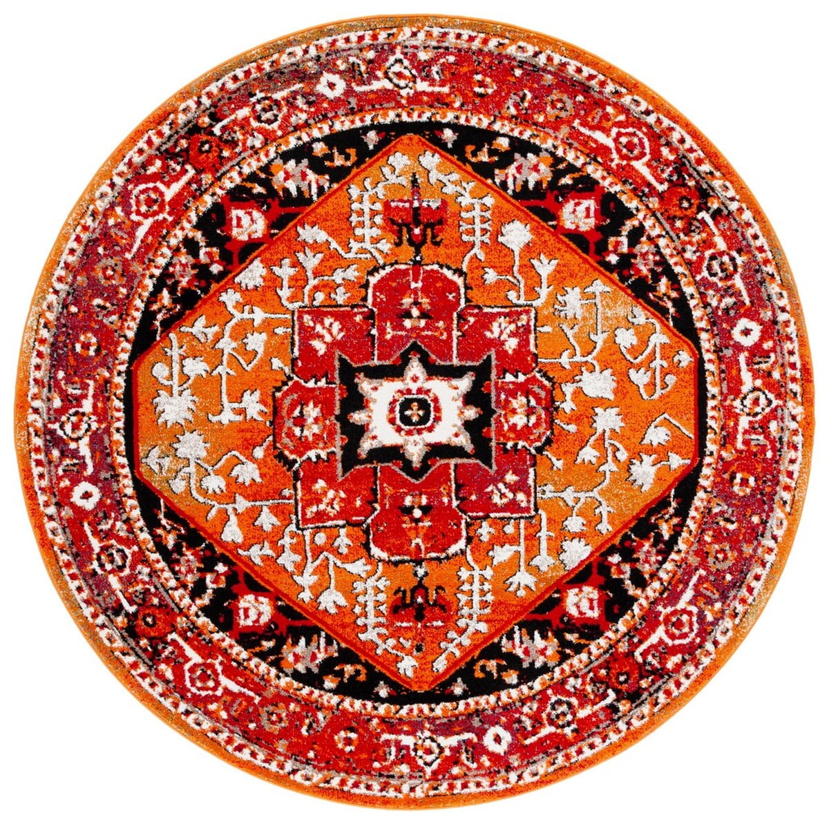 SAFAVIEH Vintage Hamadan Kimmee Oriental Area Rug, Red/Orange, 6'7" x 6 ...