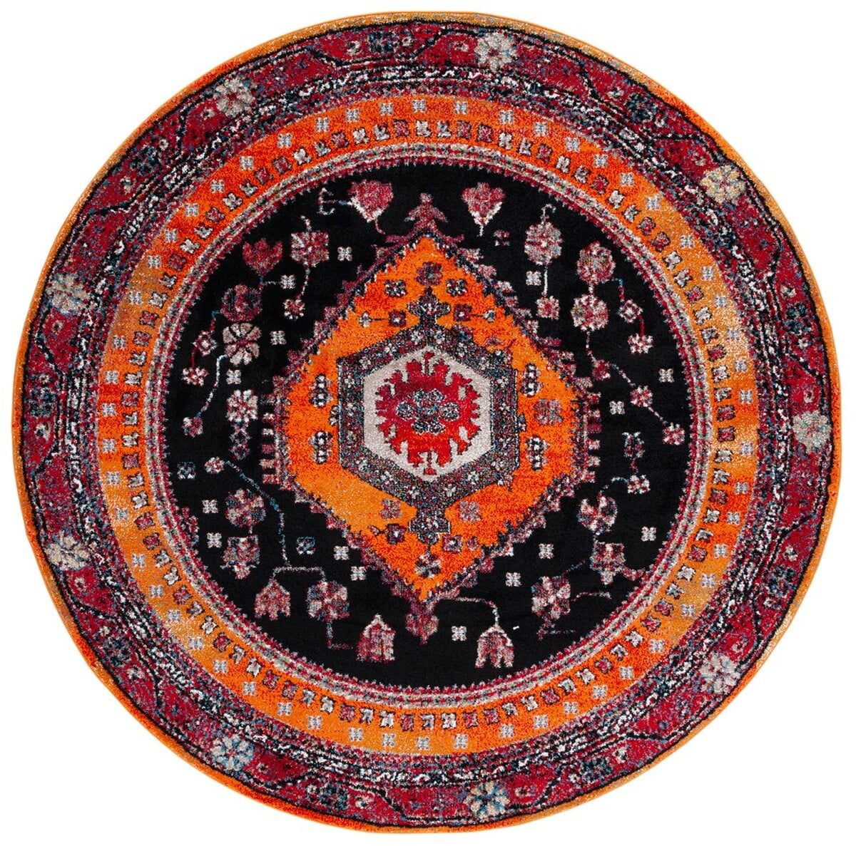 SAFAVIEH Vintage Hamadan Leone Oriental Area Rug, Orange/Black, 6'7" x ...
