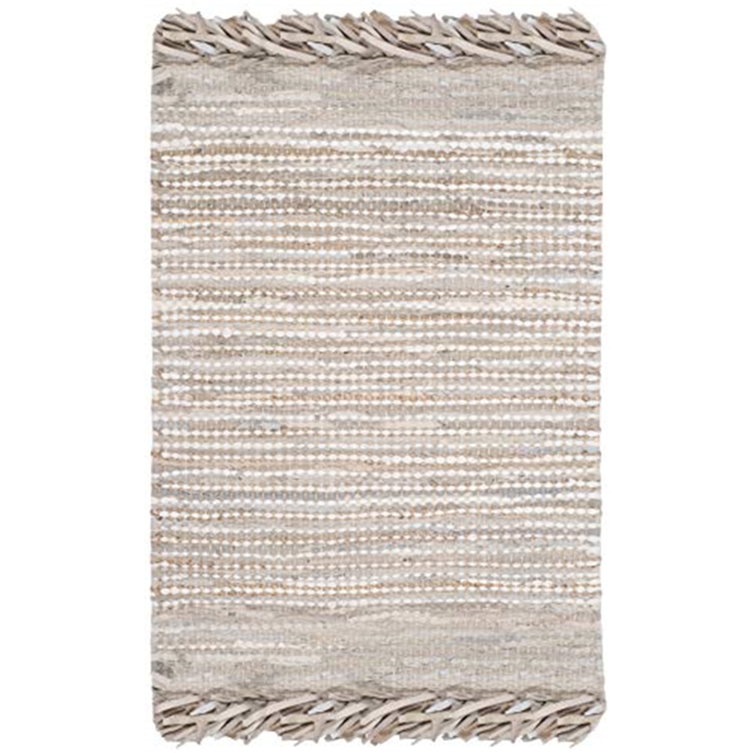 SAFAVIEH Vintage Leather Aaron Stripe Fringed Area Rug, Beige/Multi, 3 ...