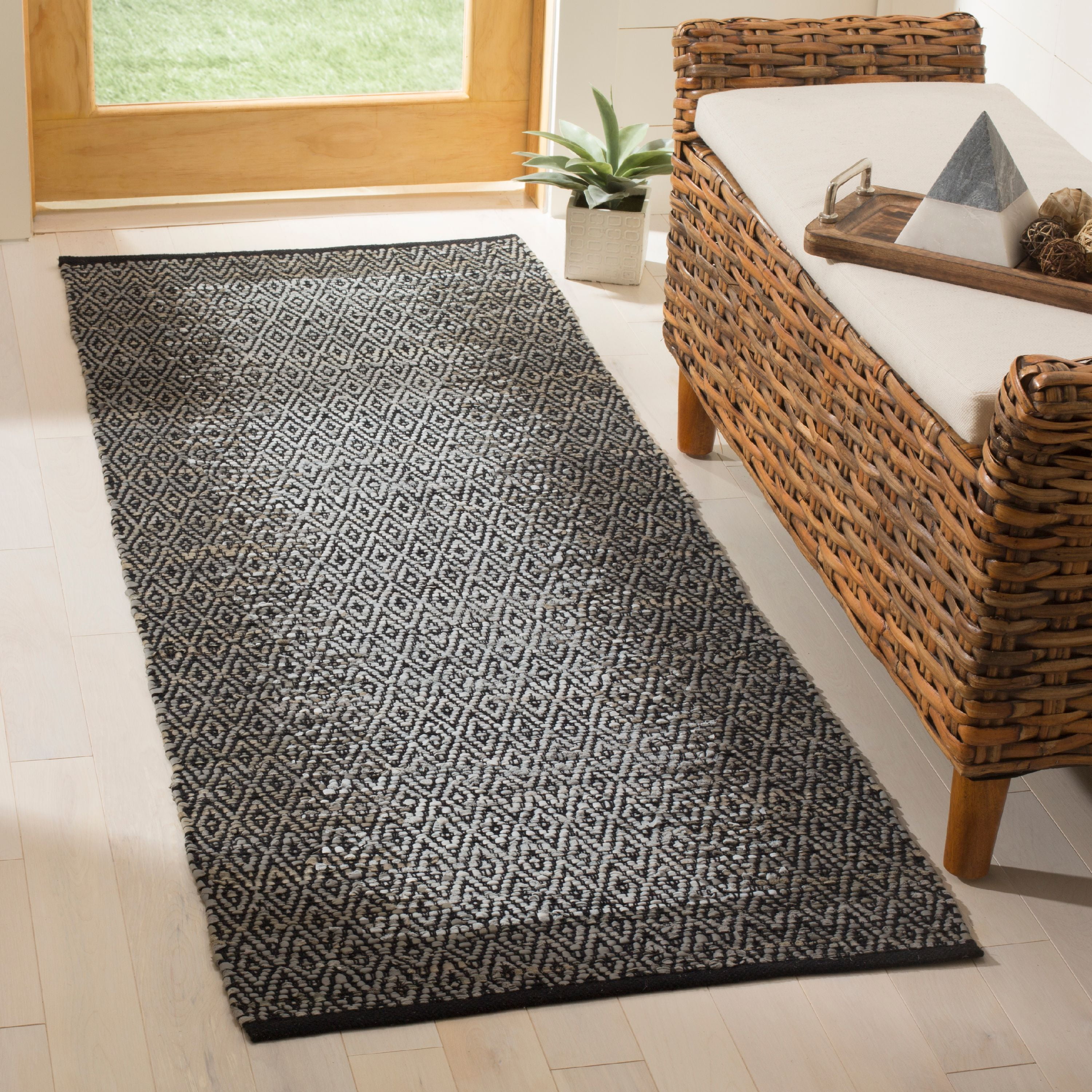 SAFAVIEH Vintage Leather Rordan Diamond Trellis Runner Rug, Light Grey ...