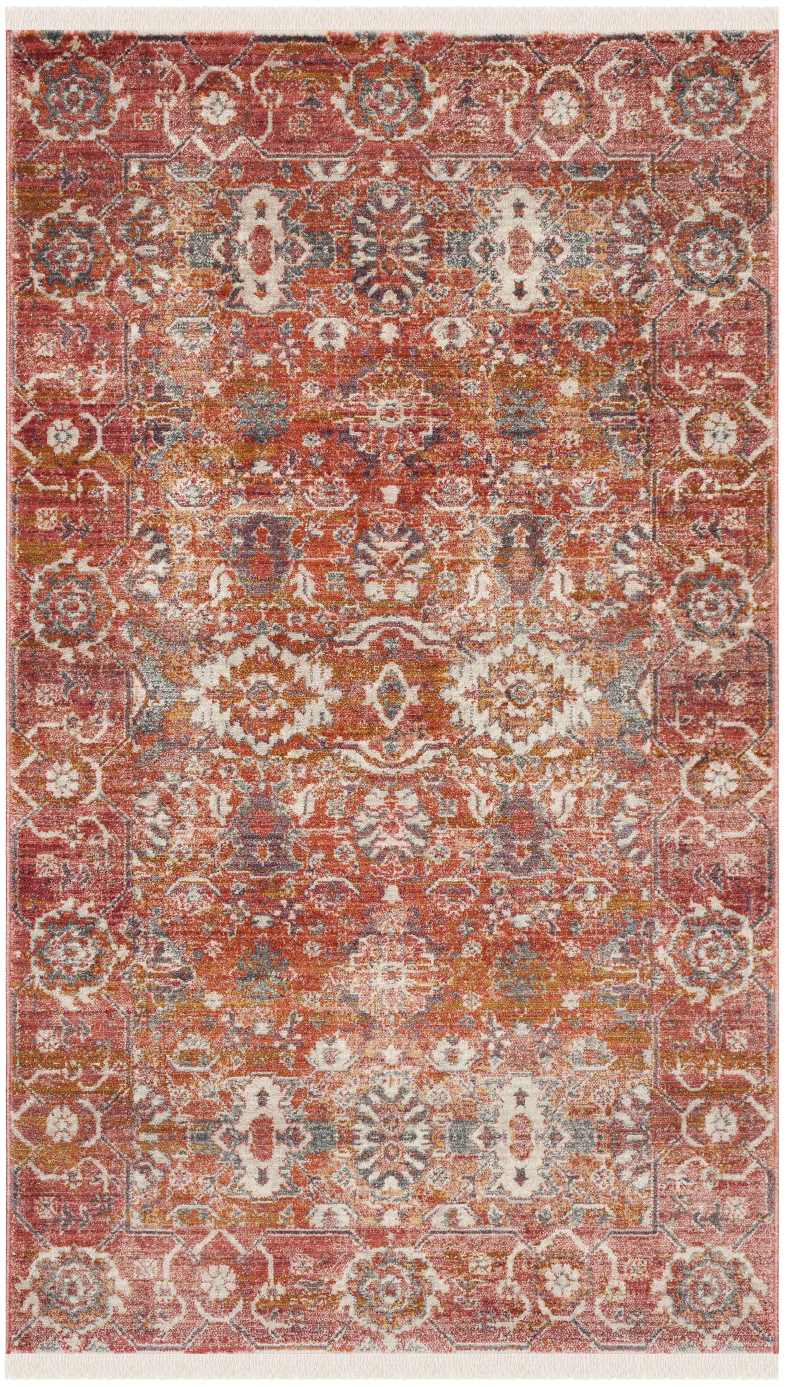 SAFAVIEH Vintage Persian Proinsias Geometric Polyester Area Rug, Red ...