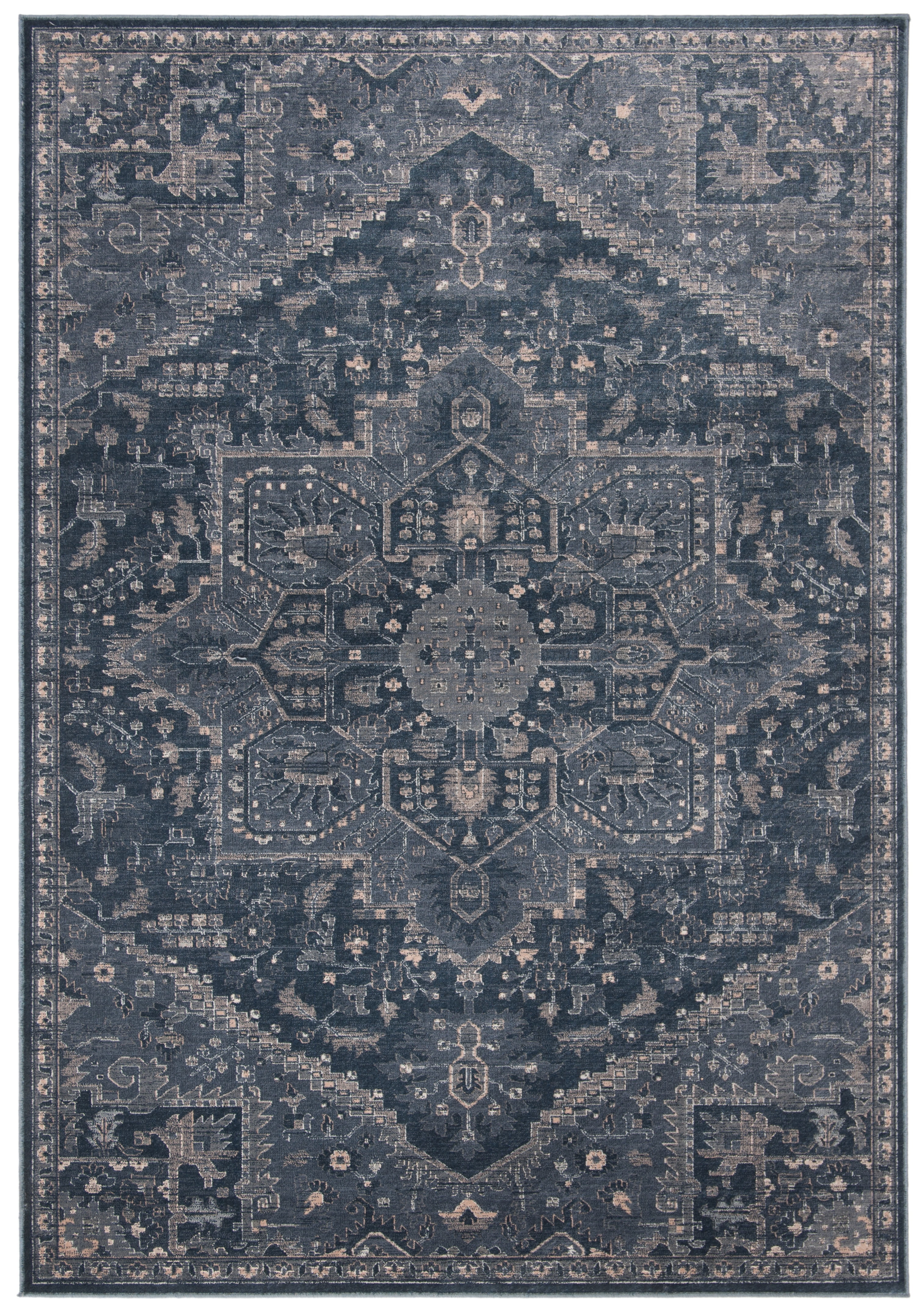 SAFAVIEH Vintage Salima Medallion Area Rug, Light Blue/Dark Blue, 3'3 ...