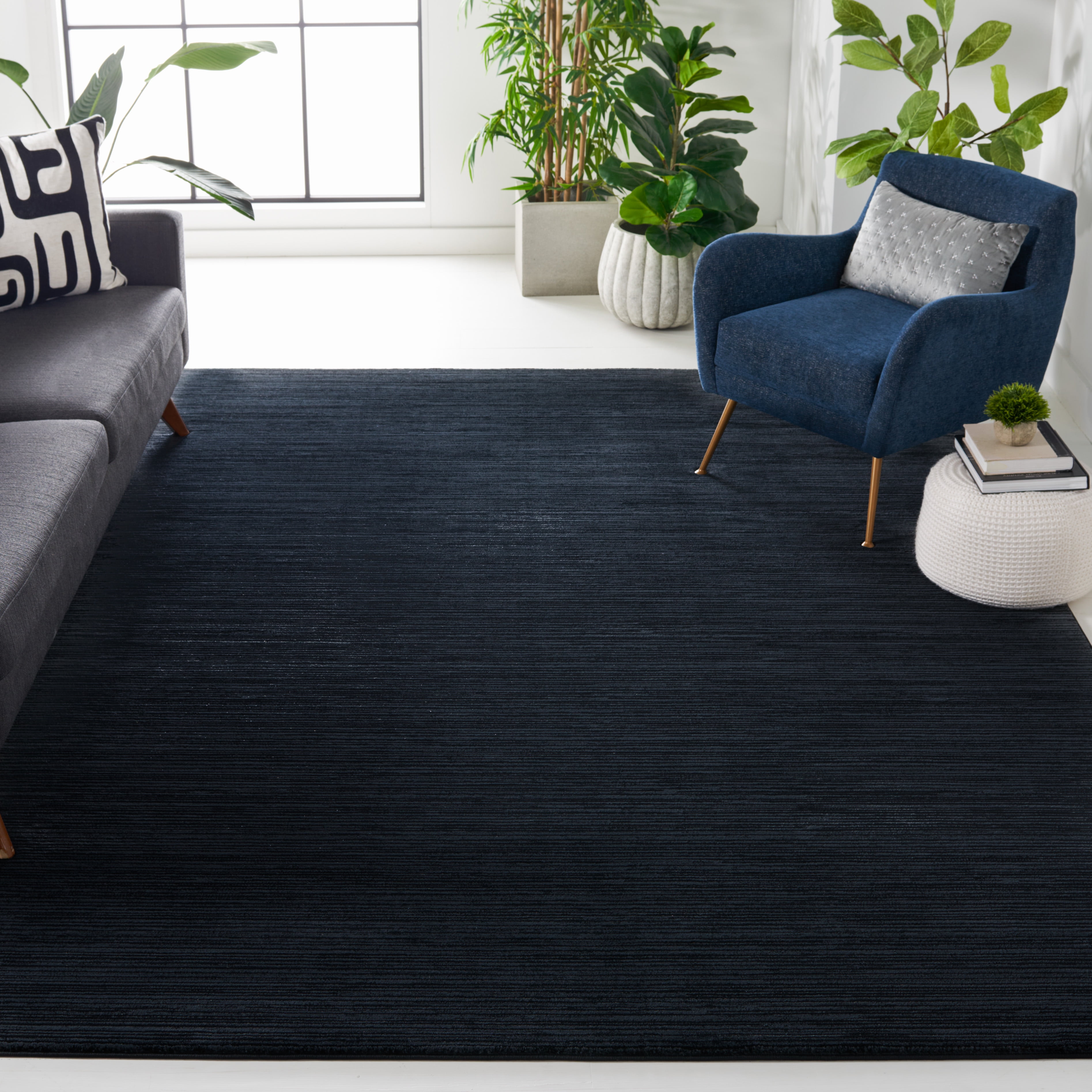 SAFAVIEH Vision Adrasteia Overdyed Solid Area Rug, Black, 10' x 10 ...