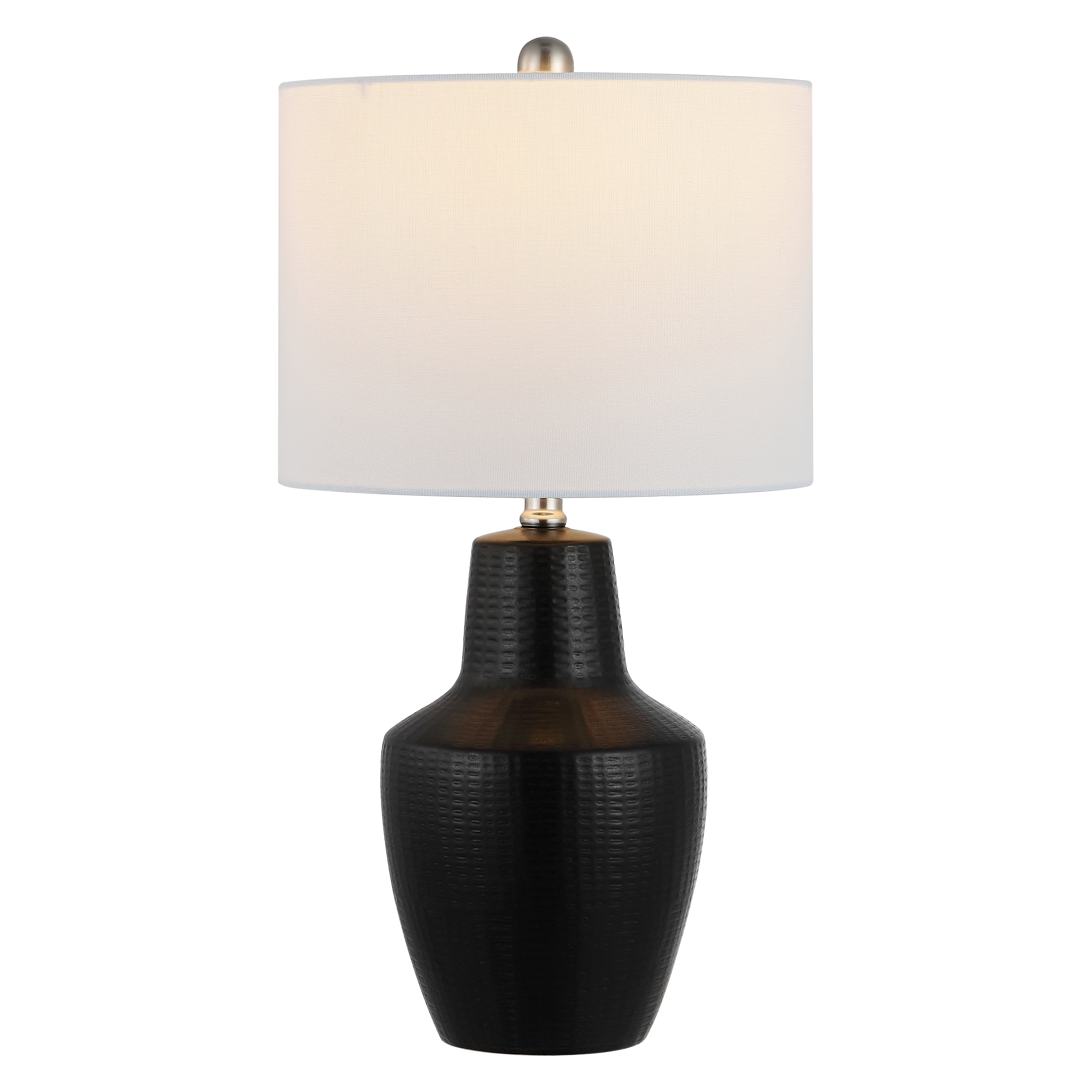 SAFAVIEH Voetta 23 in. Modern Nickel Ceramic Table Lamp with White ...