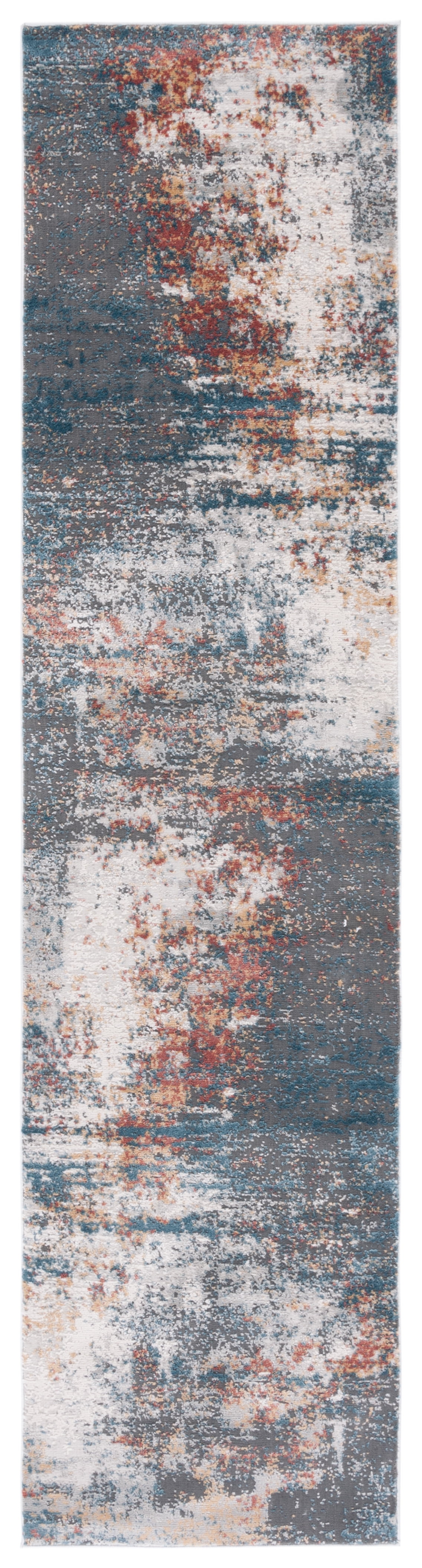 SAFAVIEH Vogue Jaylen Abstract Runner Rug, Ivory/Blue Rust, 2' x 8 ...