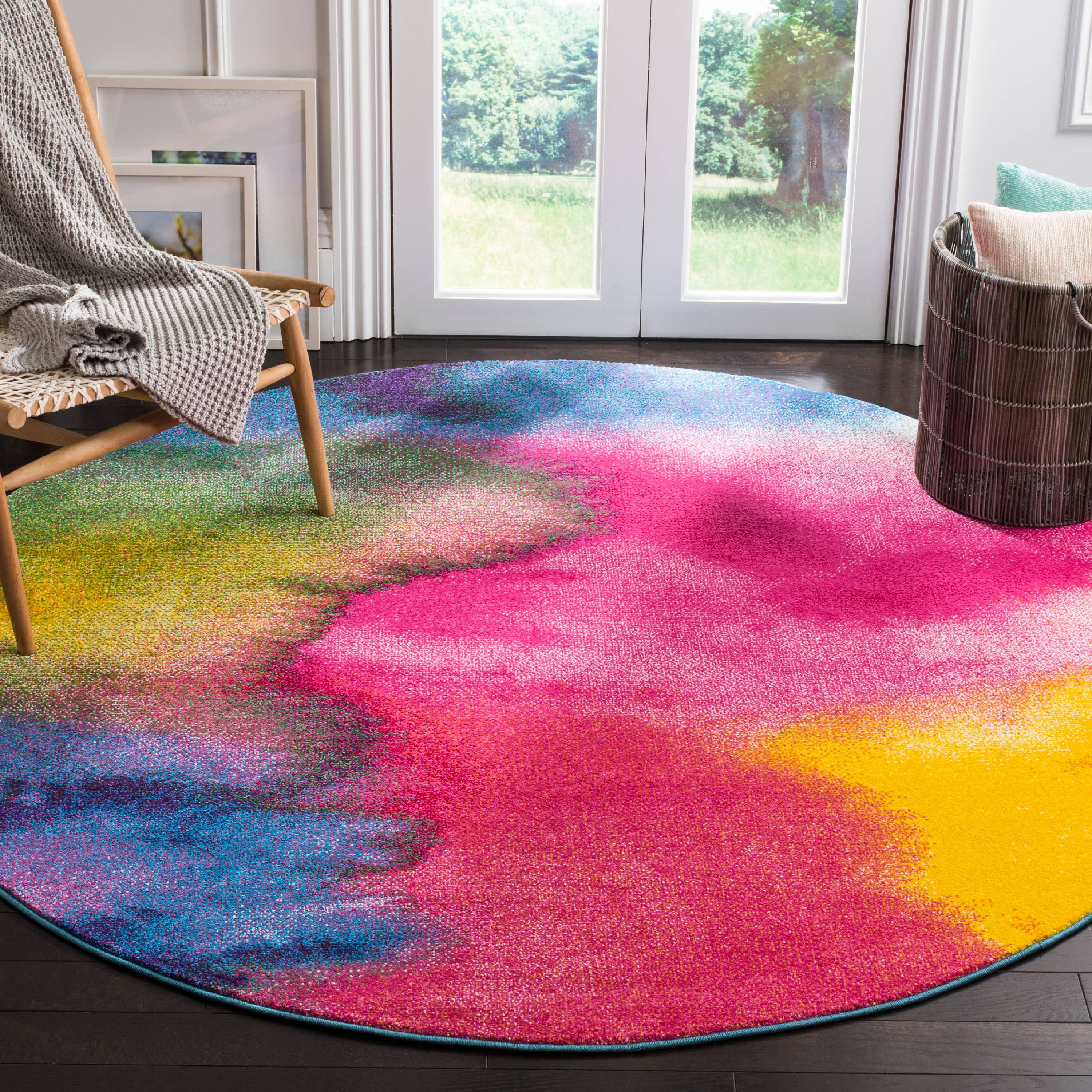 Watercolor Calista Abstract Area Rug - 67 Round - Walmart.com
