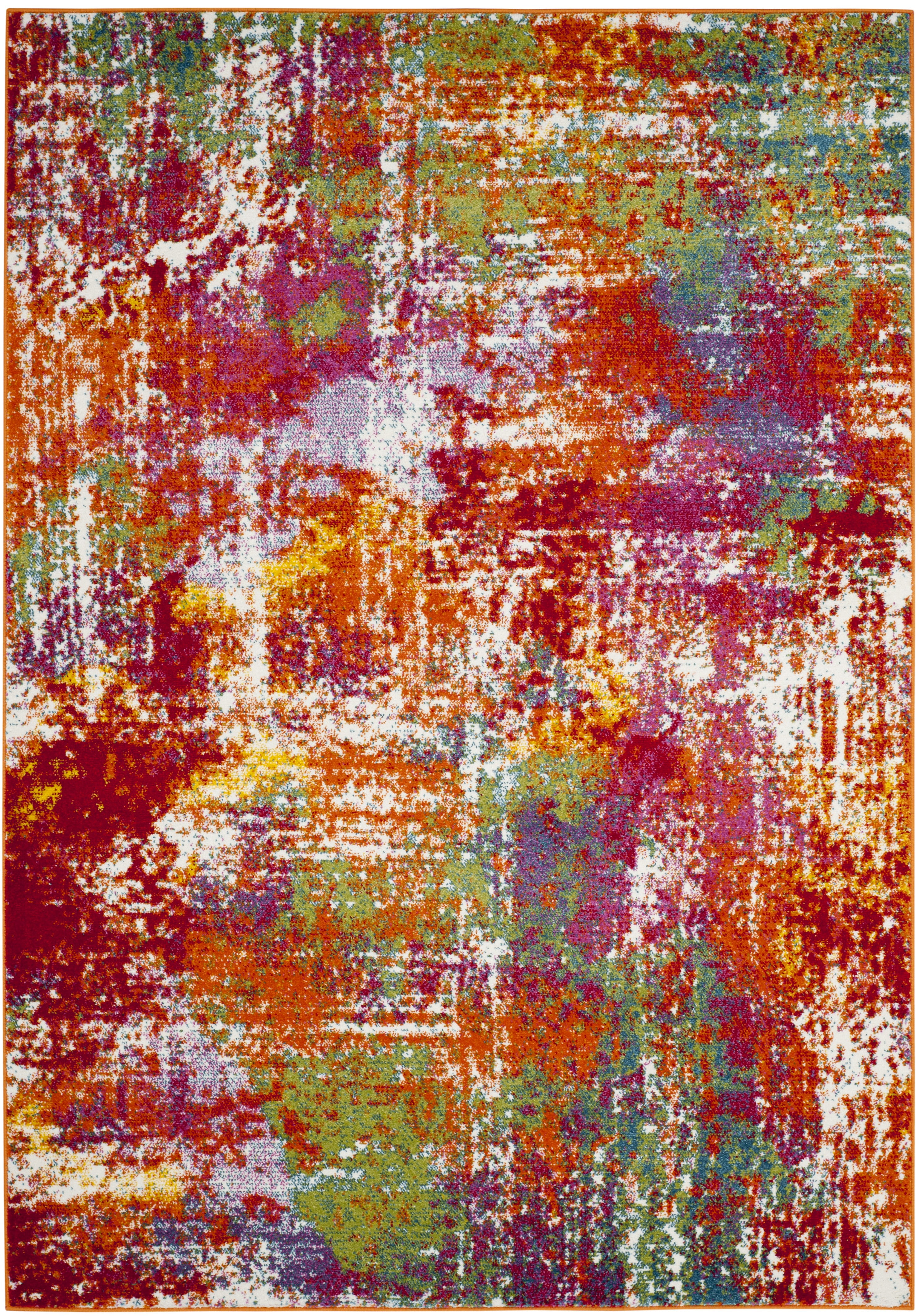 SAFAVIEH Watercolor Gemma Abstract Area Rug, Orange/Green, 4' x 6 ...