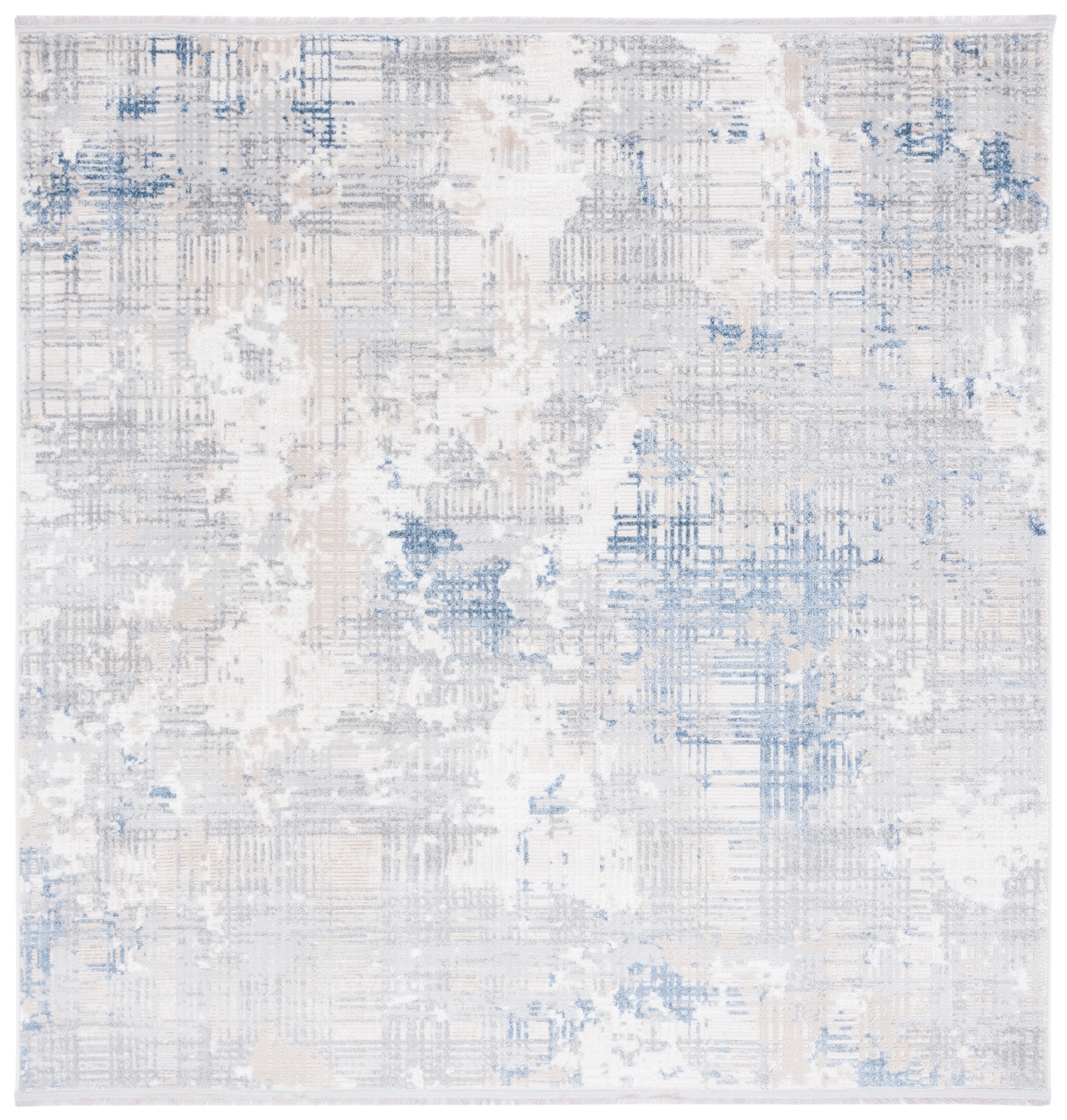SAFAVIEH Whisper Bryon Abstract Area Rug, Grey/Blue Ivory, 6'7" x 6'7 ...