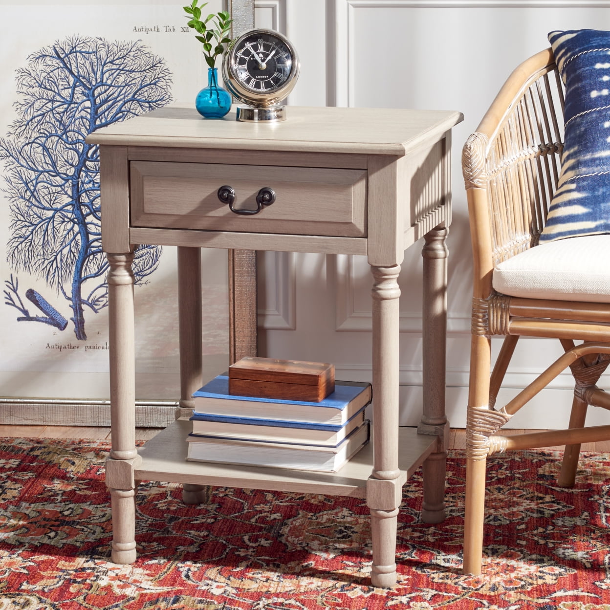 SAFAVIEH Whitney Solid 1 Drawer Accent Table, Greige - Walmart.com