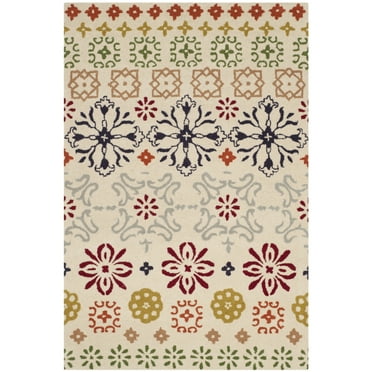 SAFAVIEH Cambridge Permelia Geometric Floral Wool Area Rug, Ivory/Red ...