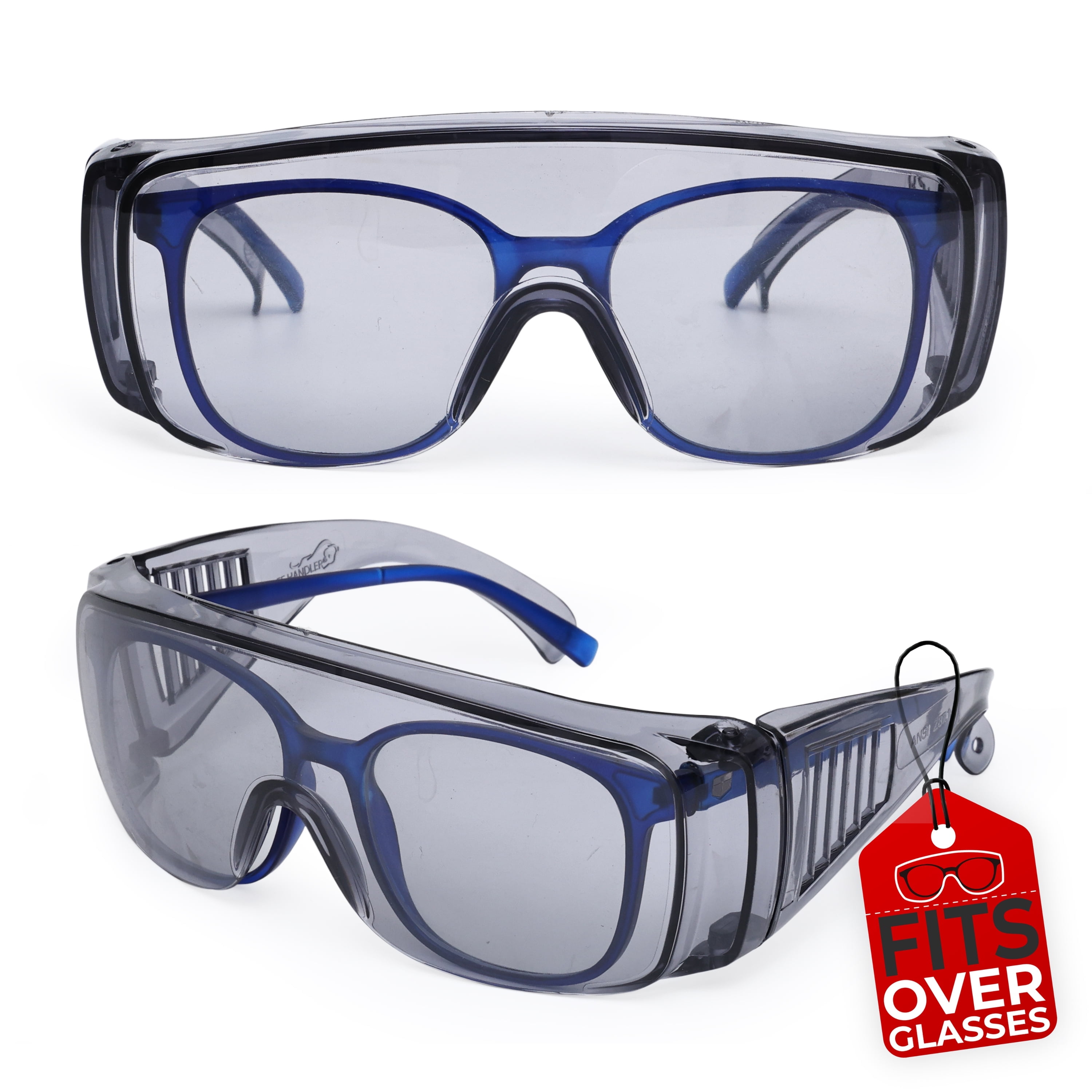 Bison Life Diamont Vented Gray Safety Glasses Over Eyeglasses, 99% UV ...