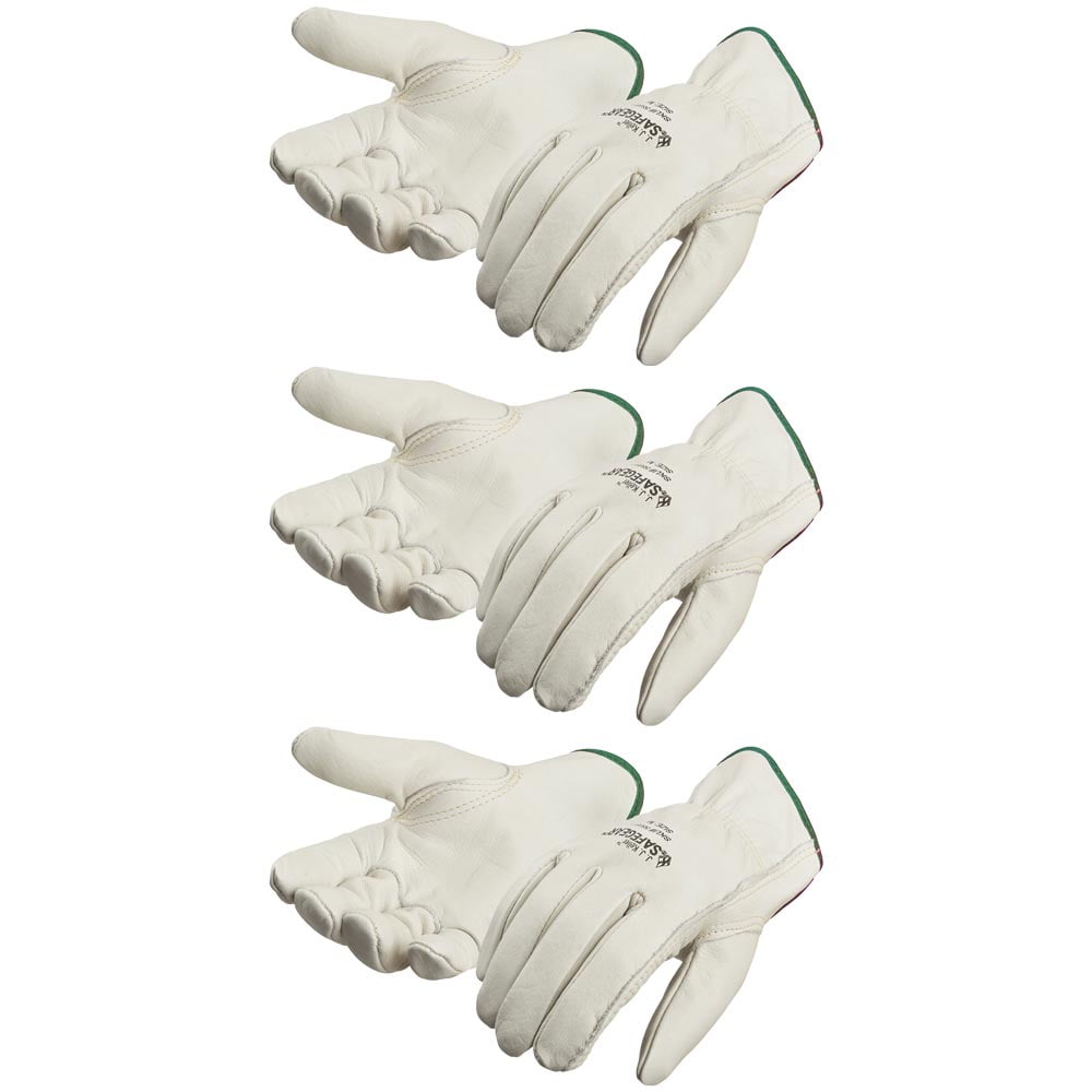 SAFEGEAR 3-pk. Medium Cowhide Leather Driver Gloves with Keystone Thumb ...