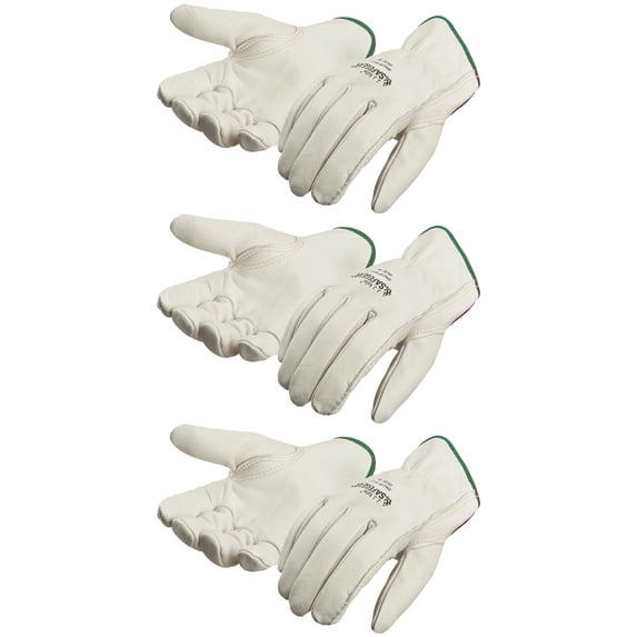 SAFEGEAR 3-pk. Medium Cowhide Leather Driver Gloves with Keystone Thumb ...