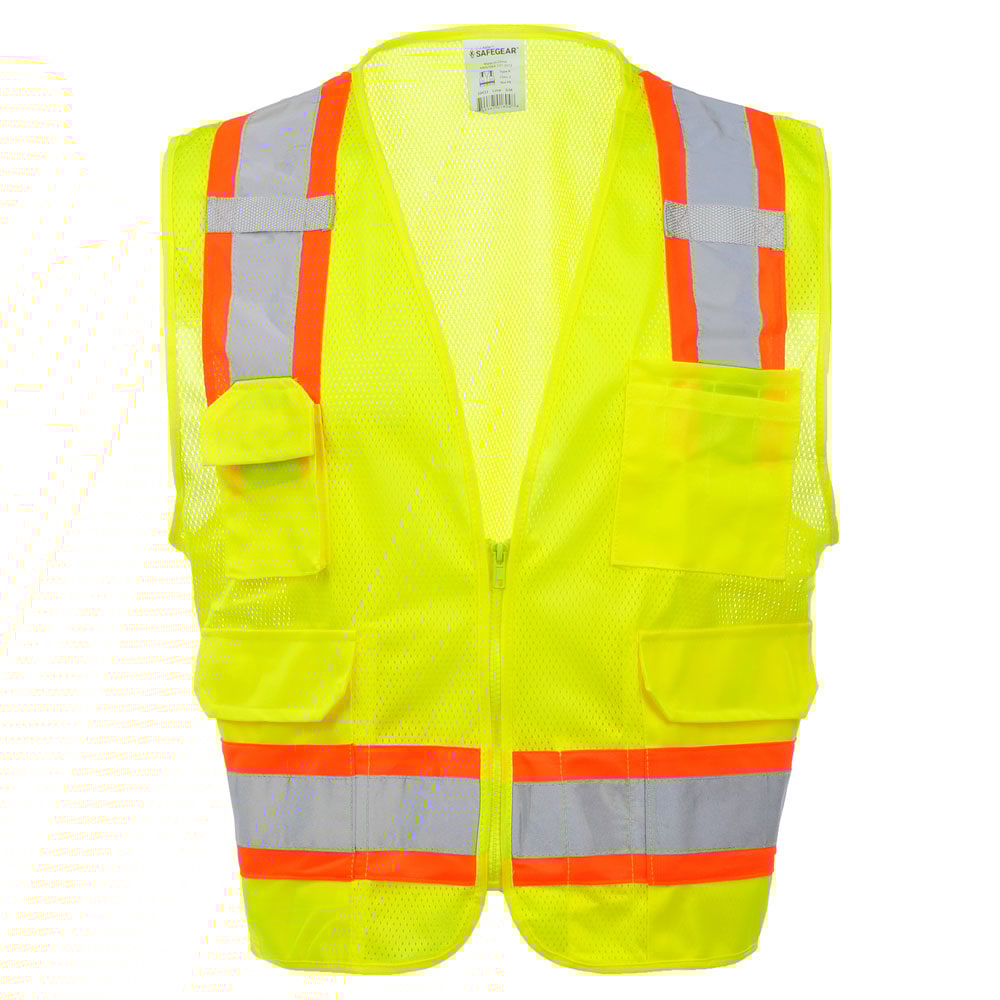 SAFEGEAR 4XL/5XL Type R Class 2 Surveyor Safety Vest - Hi Vis Lime ...
