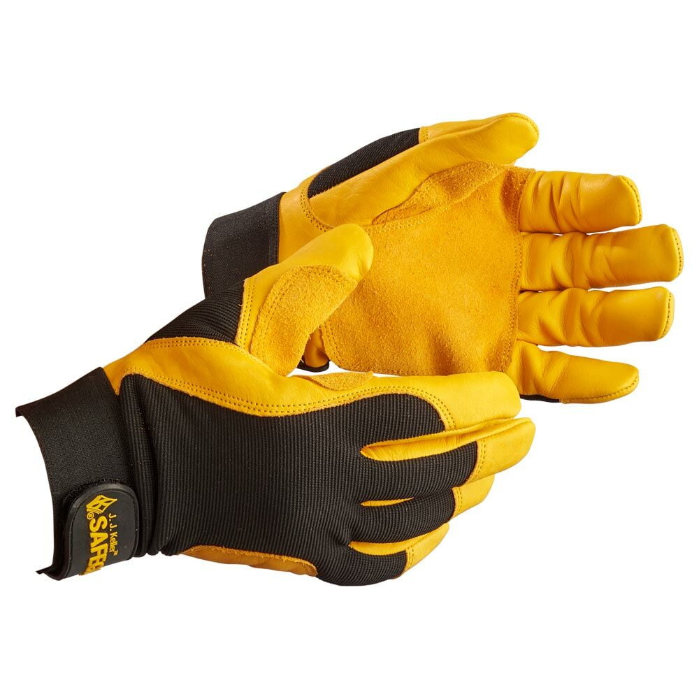 SAFEGEAR Cowhide Leather Mechanics Gloves - Size Large, 1 Pair - Abrasion Resistance, Double ...