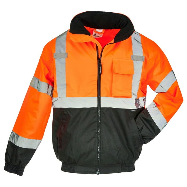 SAFEGEAR Type R Class 3 Bomber Jacket with Pockets - Large - Polyester ...