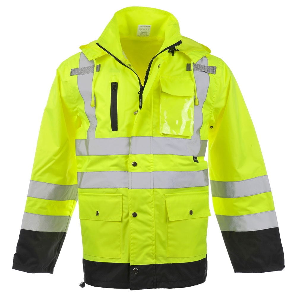 SAFEGEAR Type R Class 3 Rain Jacket - 2XL- Lime Green/Yellow & Black ...