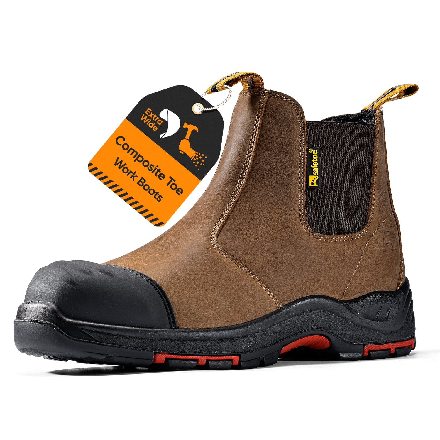 SAFETOE Heavy Duty Mens Work Boots Composite Toe Cap Chelsea Safety ...