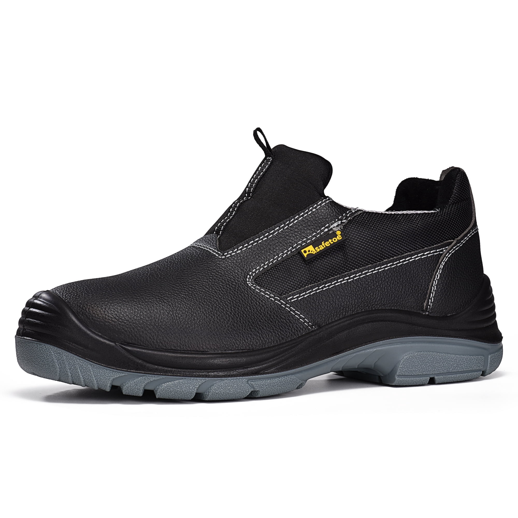 SAFETOE Men's Slip-On Steel Toe Work Shoe: Cow Leather, Steel Midsole ...