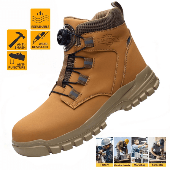 SAFETREK Men Steel Toe Safety Shoes: Anti-Smash Puncture Resistant ...