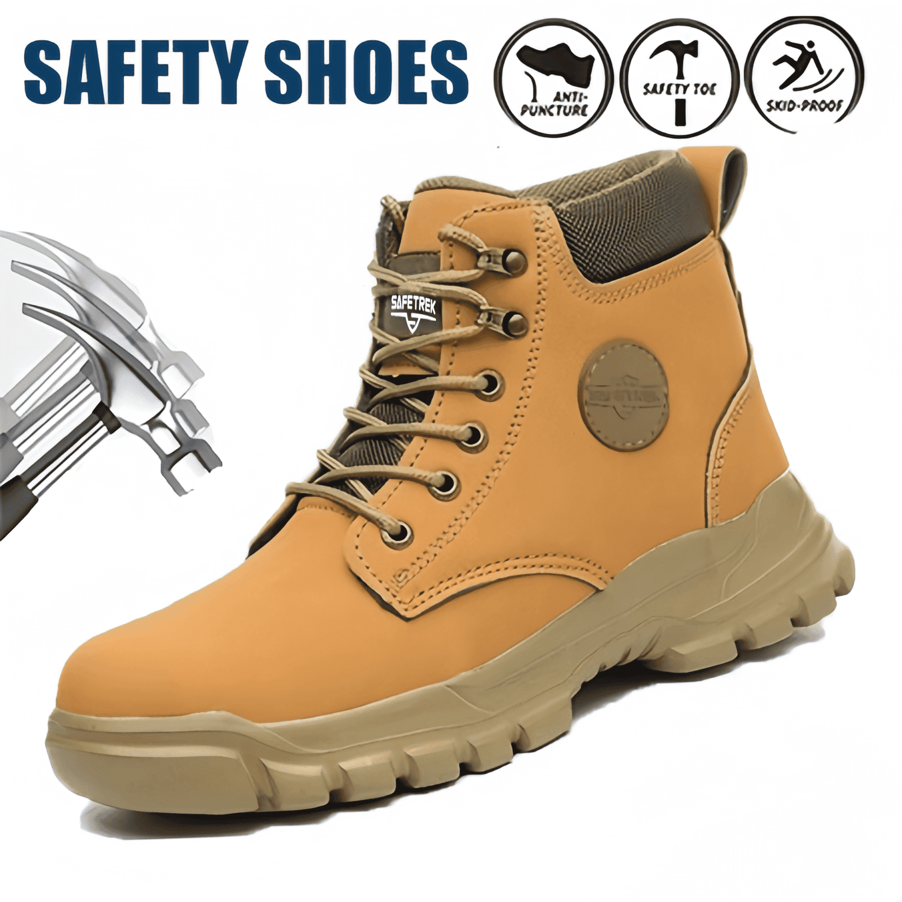 SAFETREK Steel Toe Safety Shoes For Men Women: Anti-Puncture Anti-Smash ...
