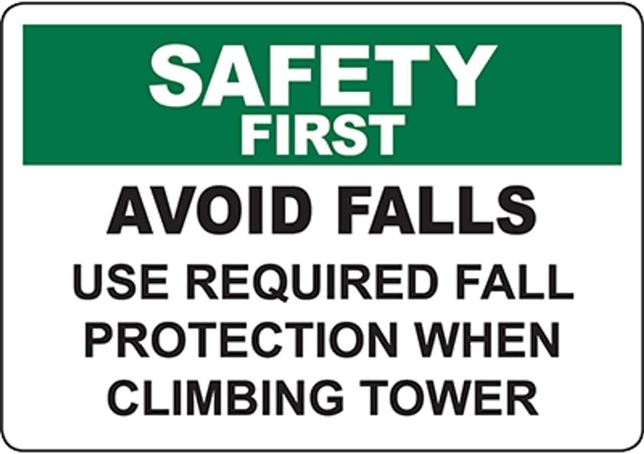 SAFETY FIRST Avoid Falls Required Fall Protection Sign Safety Signs PPE ...