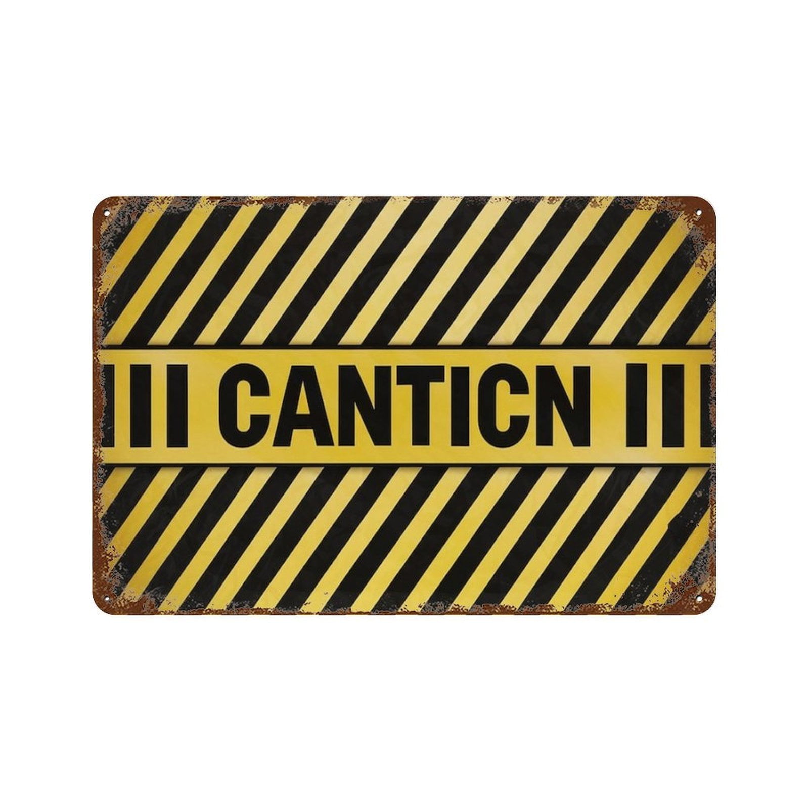 Blurred Yellow - Black Warning Sign with Misspelled Text Metal Tin Sign ...