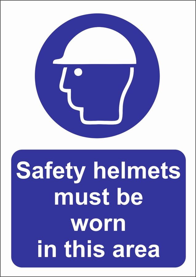 SAFETY HELMETS MUST BE WORN IN THIS AREA Metal Sign OR FOAMEX SITE SIGN ...