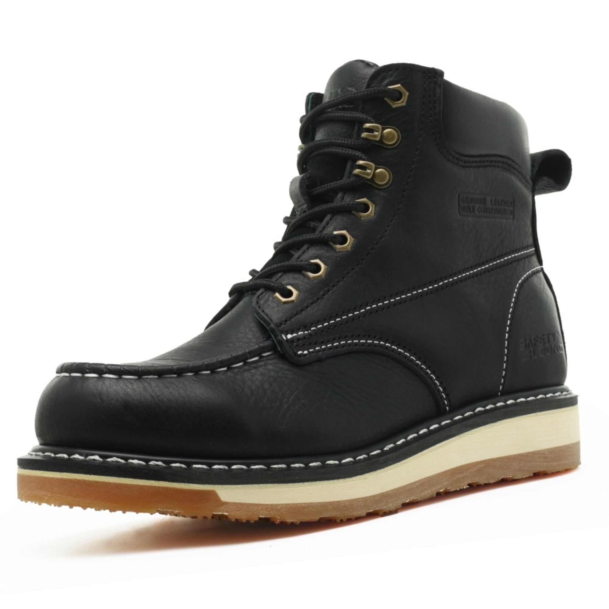SAFETY LOONG Moc Toe Work Boots for Men Soft Toe Comfortable Full Grain ...
