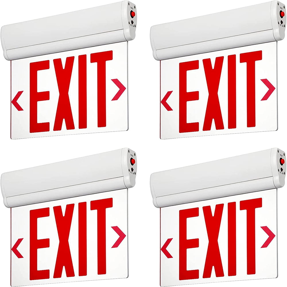 SAFETY SIGNS LED EDGE LIT EXIT SIGN 1W RED 100-277V BATTERY 3.6V 500MAH ...