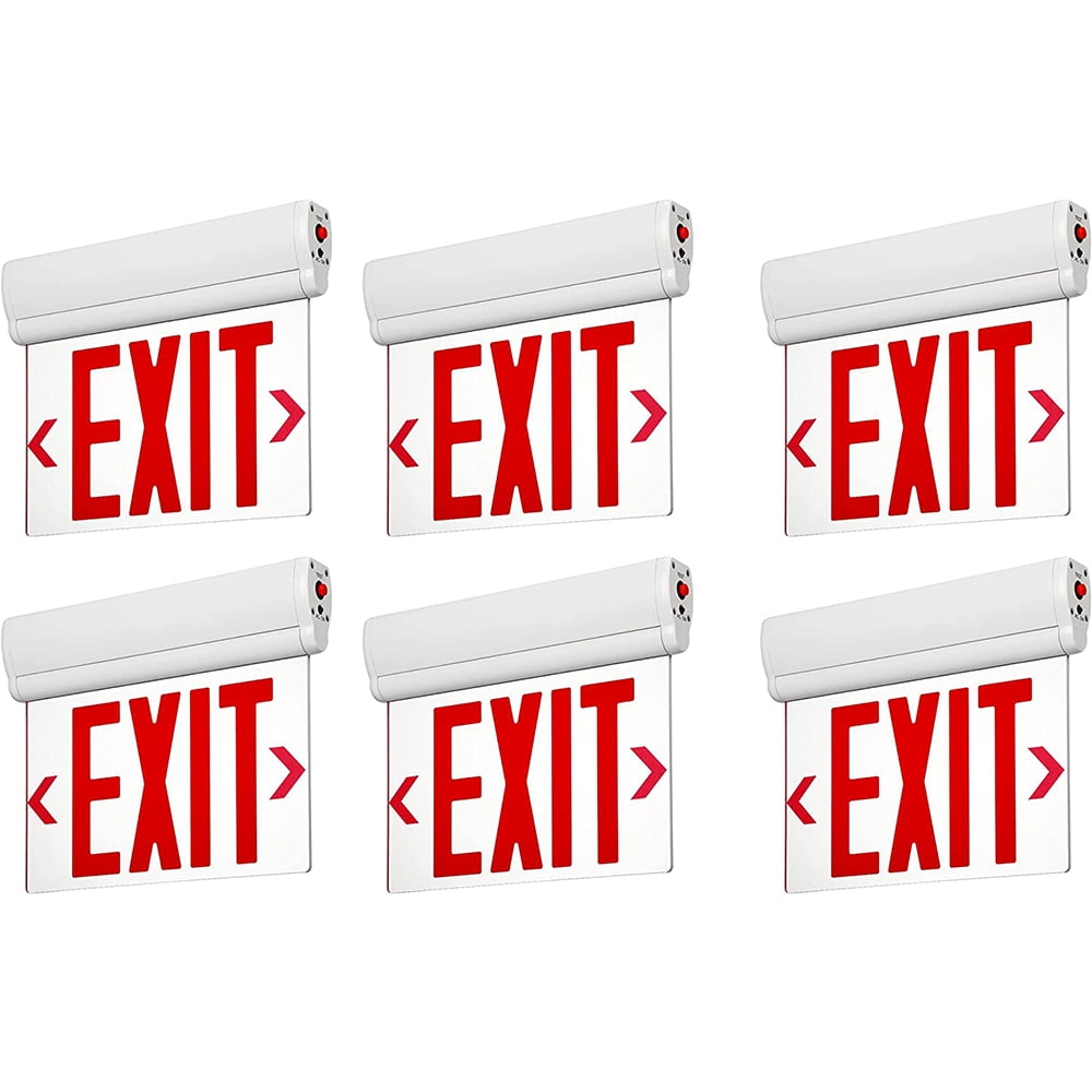 SAFETY SIGNS LED EDGE LIT EXIT SIGN 1W RED 100-277V BATTERY 3.6V 500MAH ...