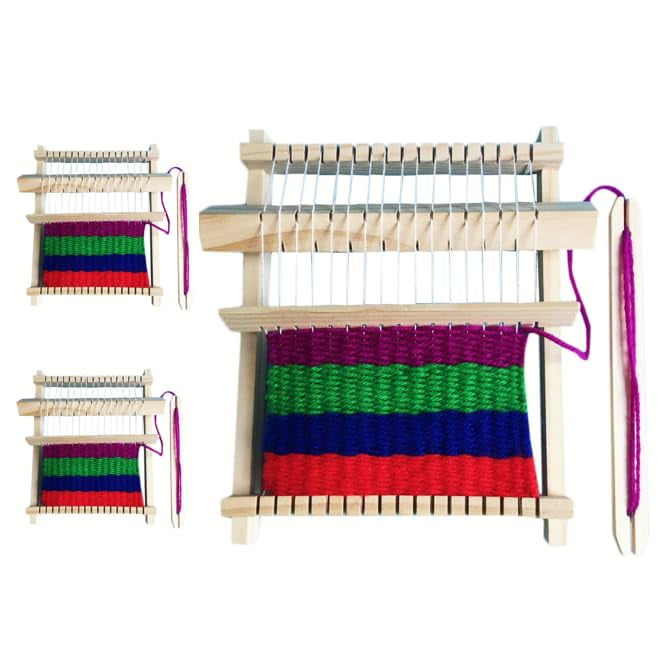 SAFIGLE 3PCS Wood Weaving Loom Wooden Weaving Frame Loom Knitter DIY ...