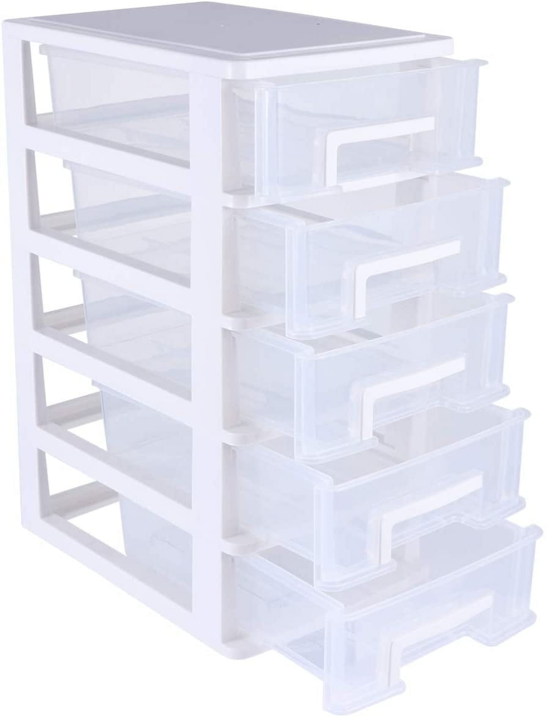 SAFIGLE Storage Drawer Organizer, 5 Drawer Plastic Storage Bins with ...
