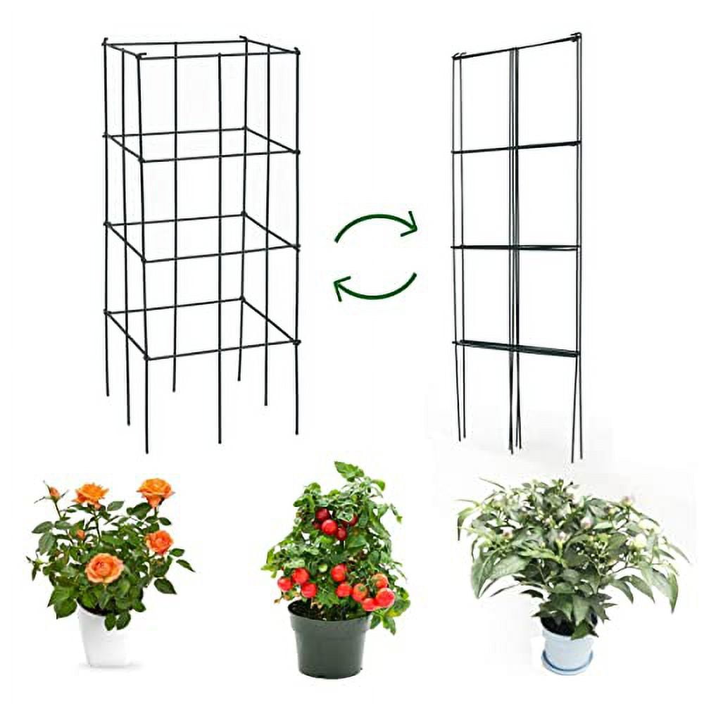 SAFSTAR 4 Pack Folding Tomato Cages, 39 Inches Tall Square Plant ...