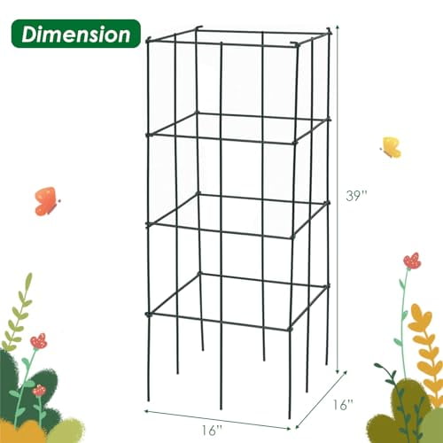 SAFSTAR 4 Pack Folding Tomato Cages, 39 Inches Tall Square Plant ...