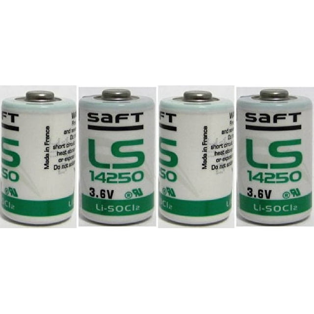 SAFT LS14250 1/2 AA 3.6v Long Time Lithium Battery, 4 Pack Made in ...