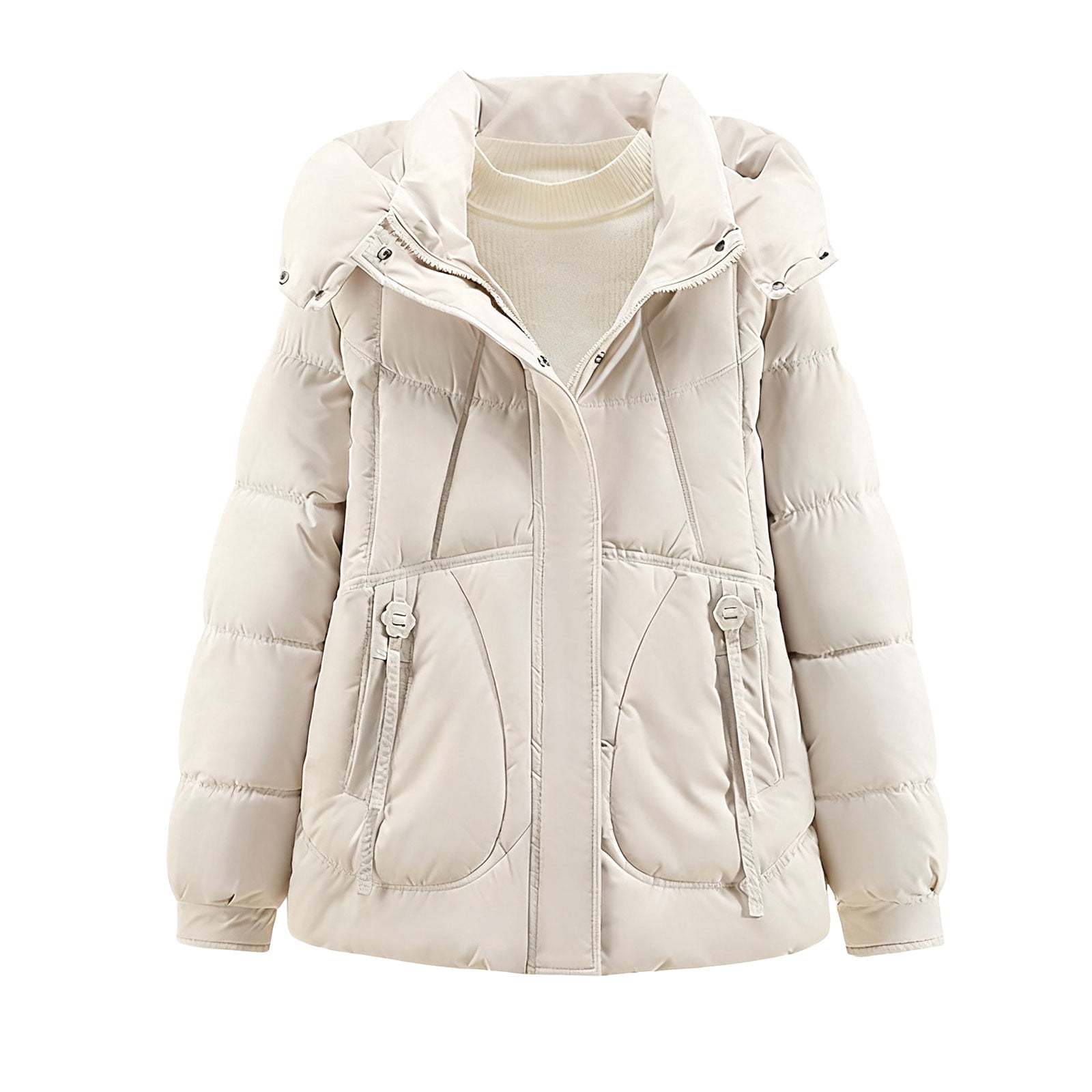 SAFUNY Women’s Hooded Quilted Mid Length Puffer Coat Thick Insulated ...