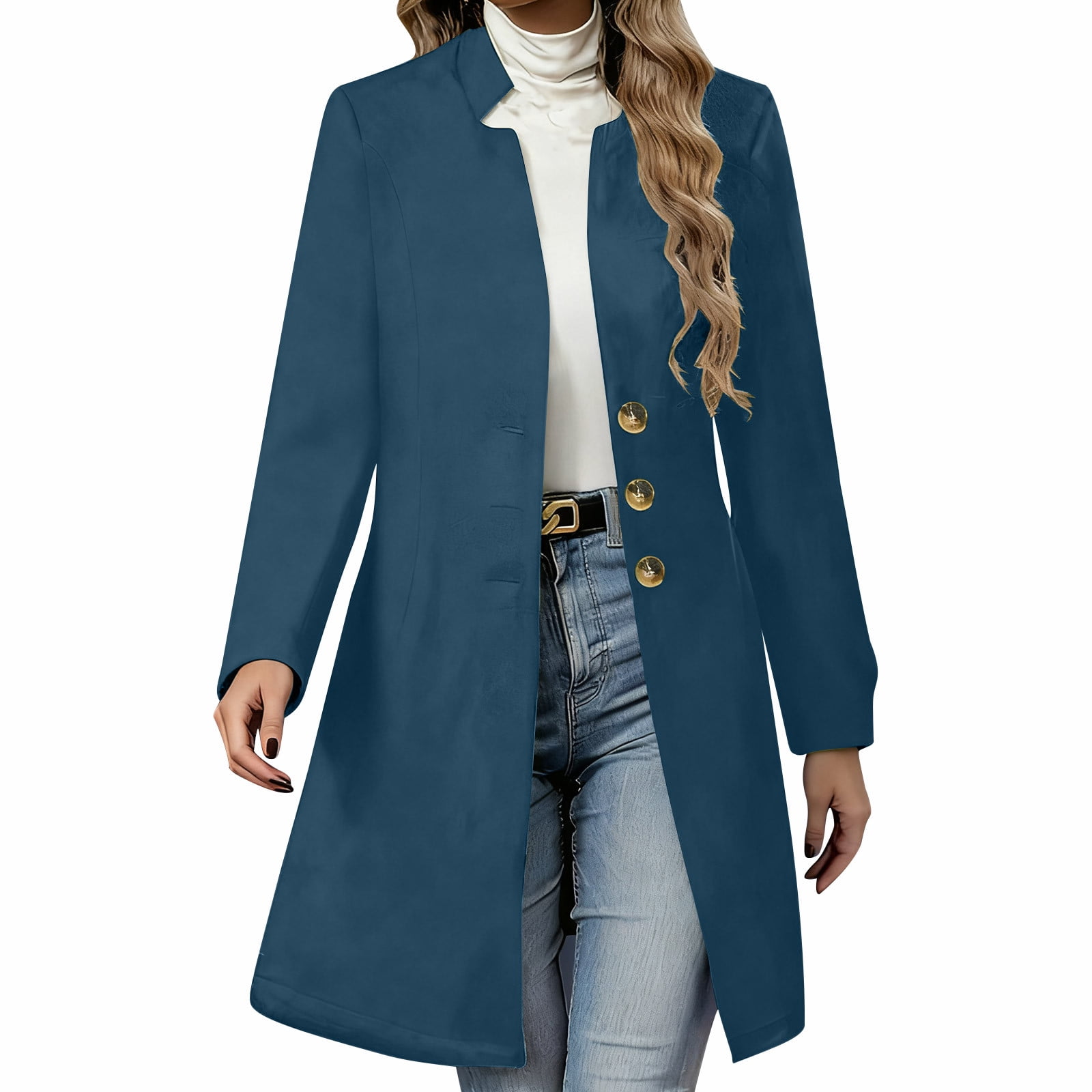SAFUNY Women’s Long Open Front Coat Loose Stylish Fabric Warm for ...
