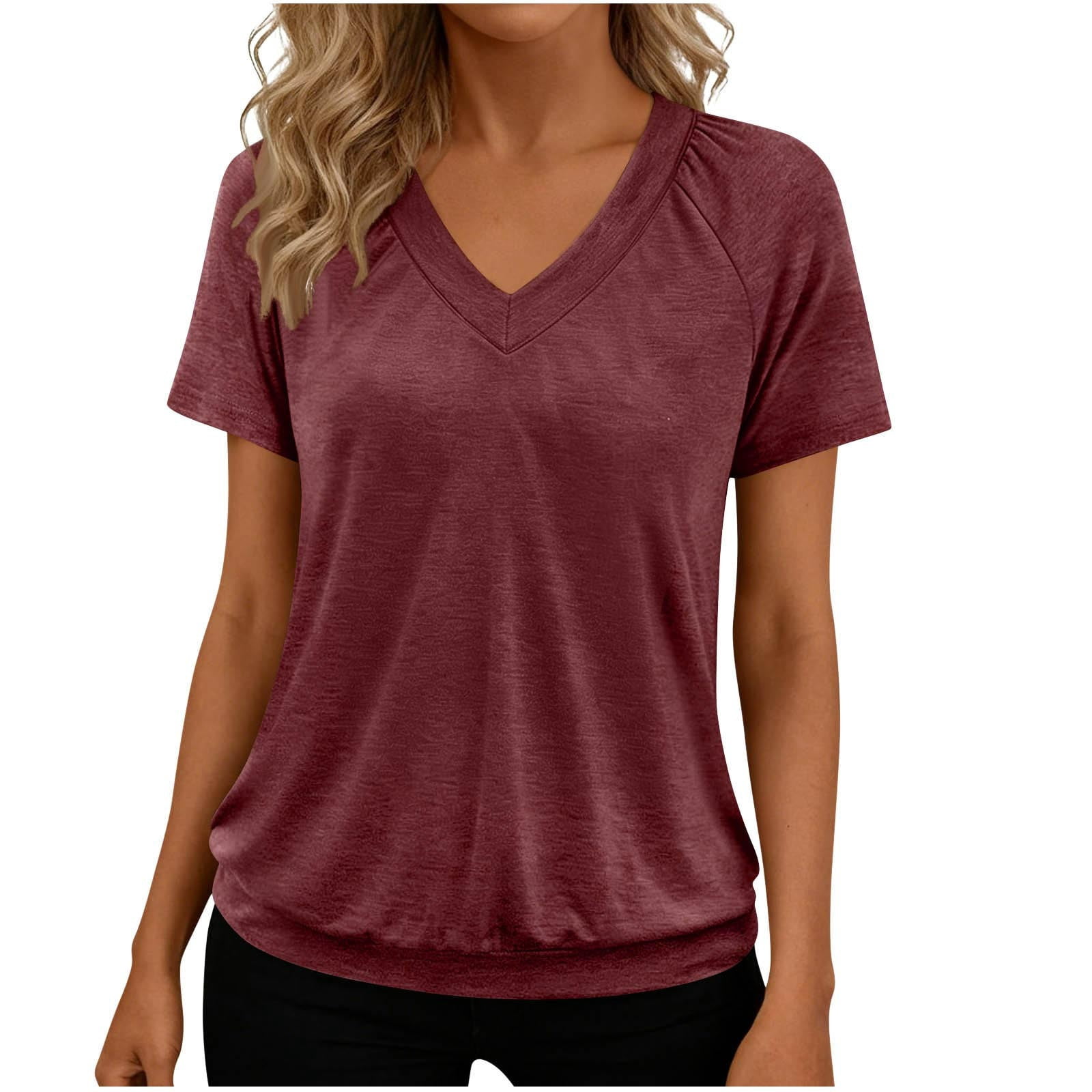 SAFUNY Women's Pullover Top V Neck Short Sleeve Stylish Look For Modern ...