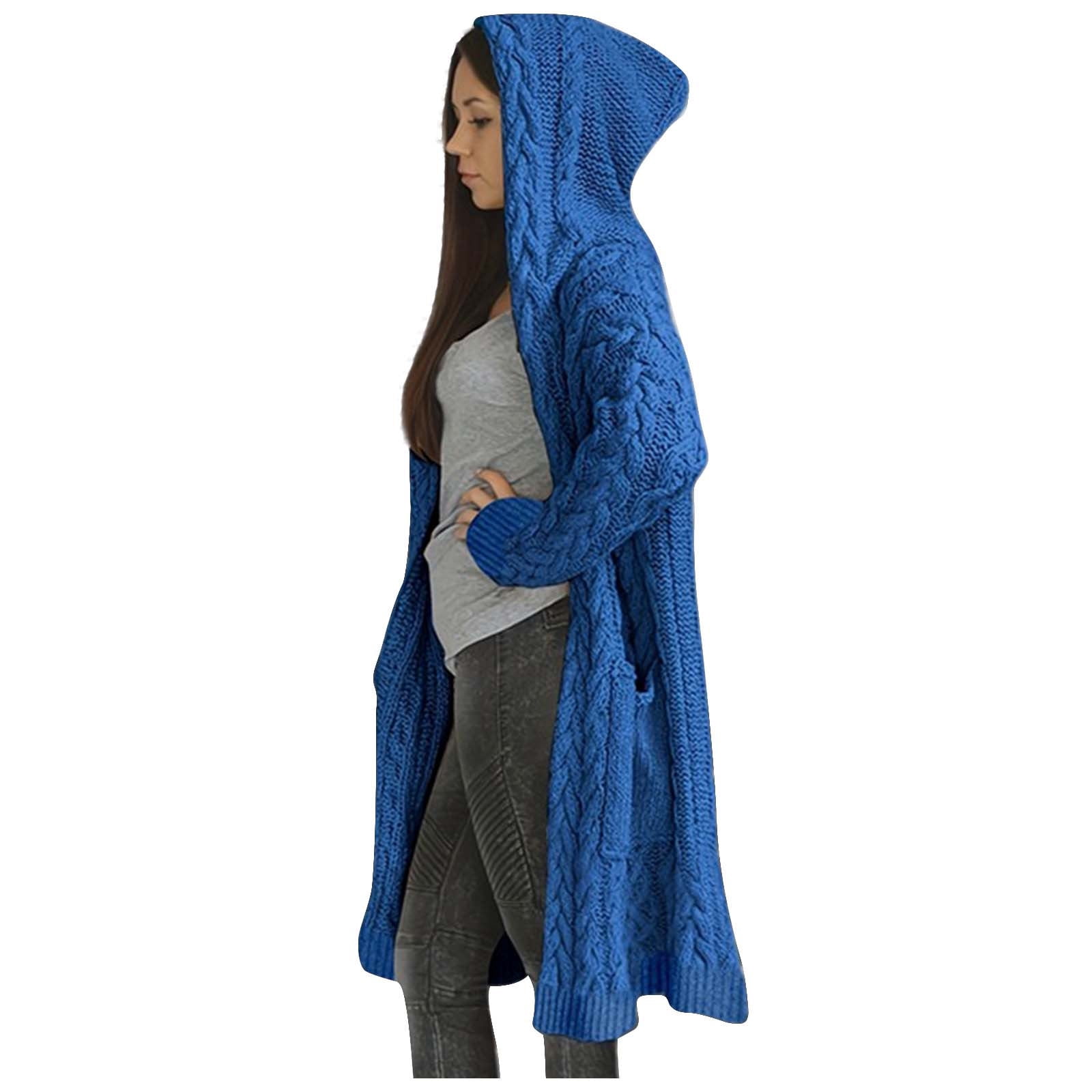 SAFUNY Women’s hooded long cape jacket with loose chic versatile for ...