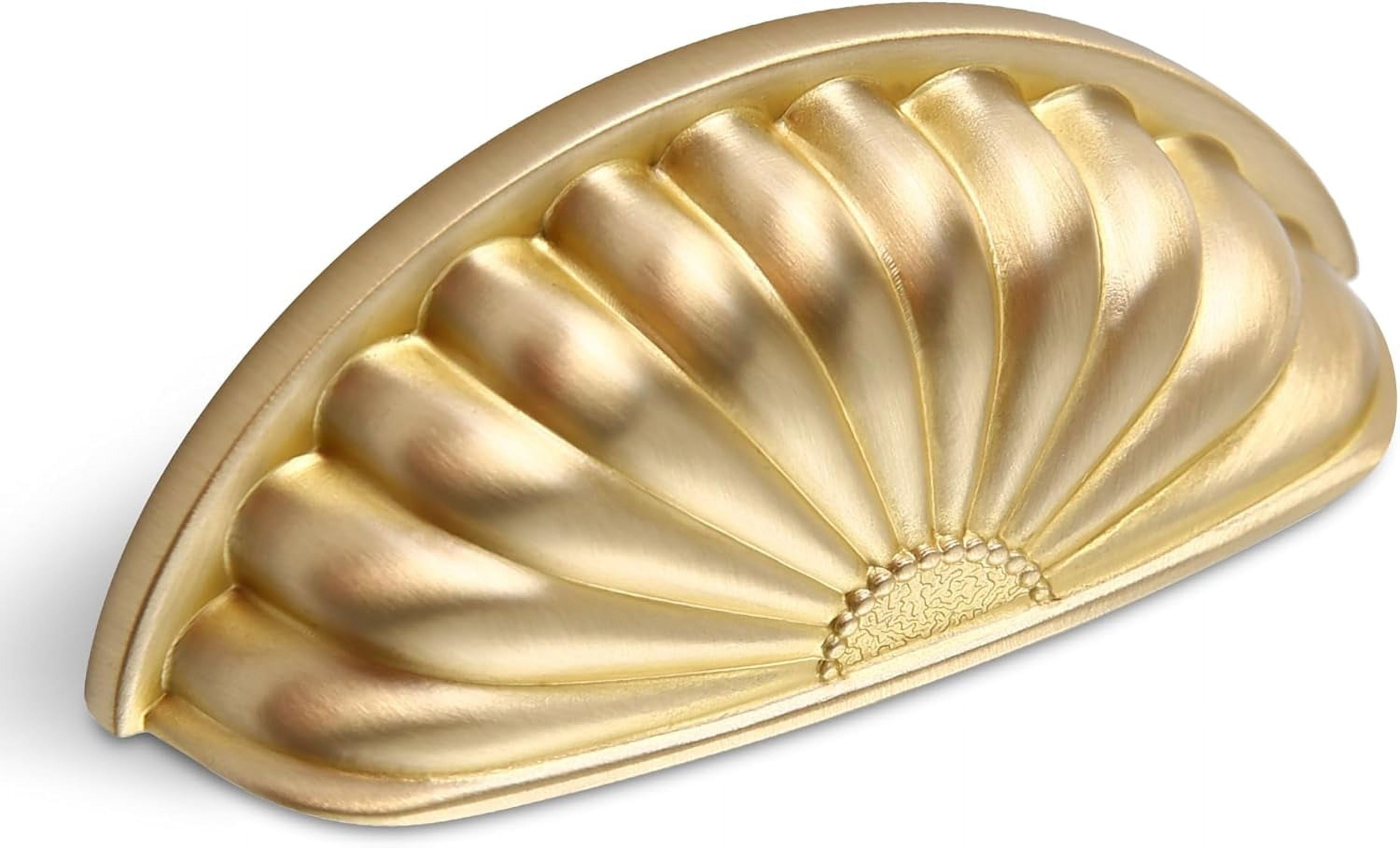 SAG-2 Pack Brush Gold Cup Drawer Pulls, Solid Brass Kitchen Cabinet ...