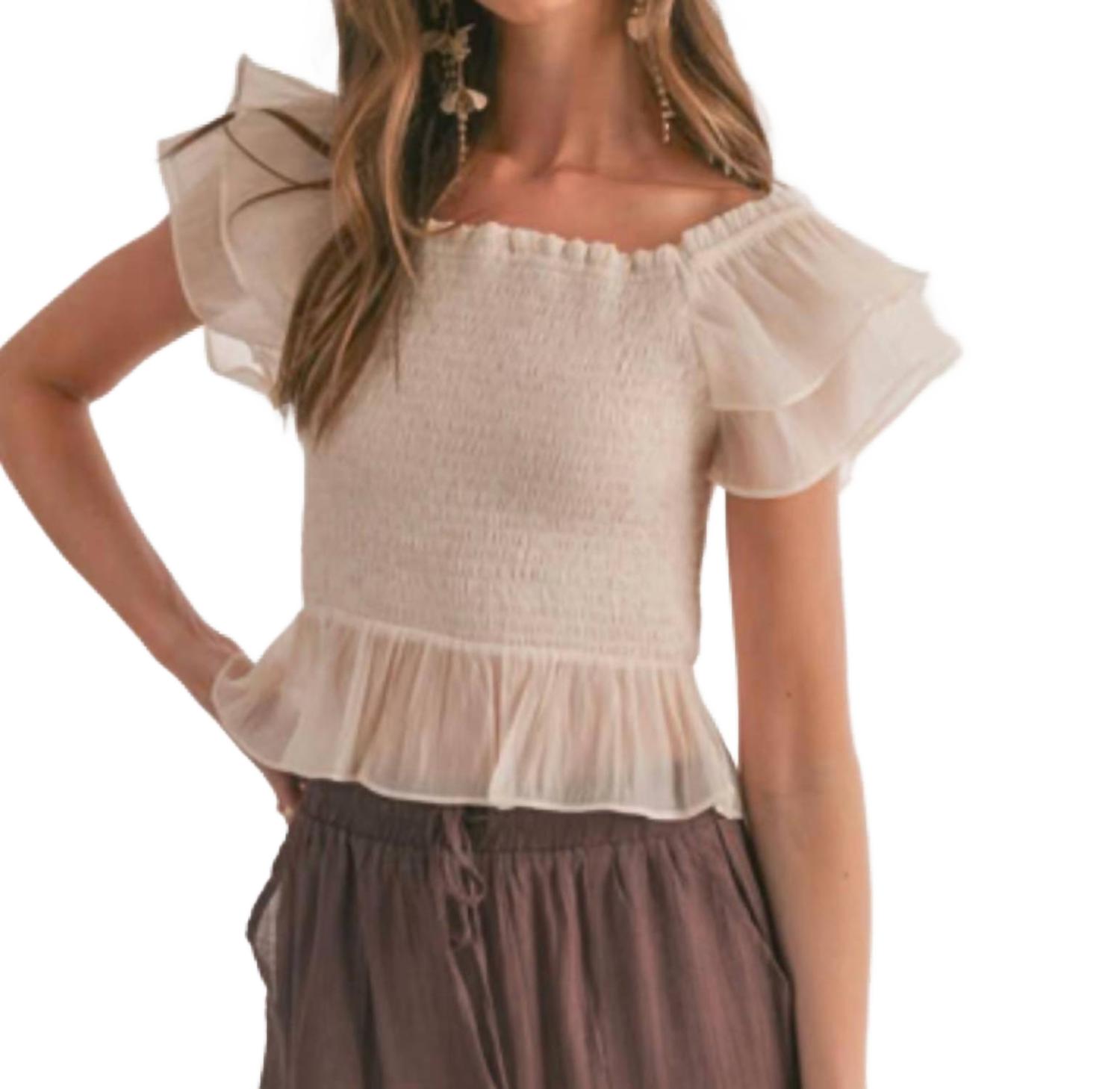 Sage The Label Blurred Smocked Ruffle Peplum Top - Walmart.com