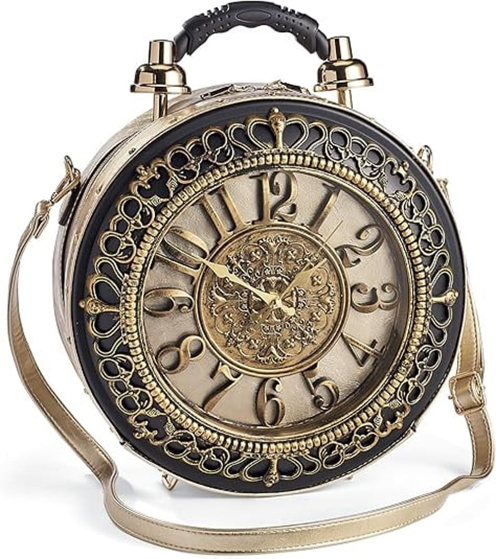 SAGEFINDS Vintage Clock Bag, Vegan Leather Crossbody Shoulder Purse for ...