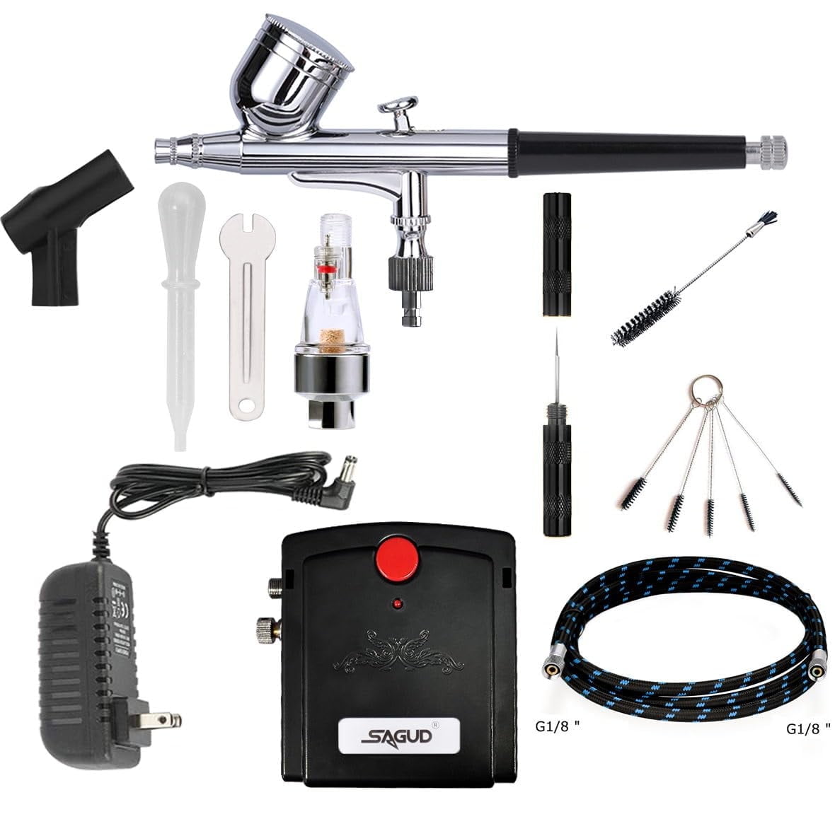 SAGUD Professional Mini Airbrush Kit with Portable Compressor - Perfect ...