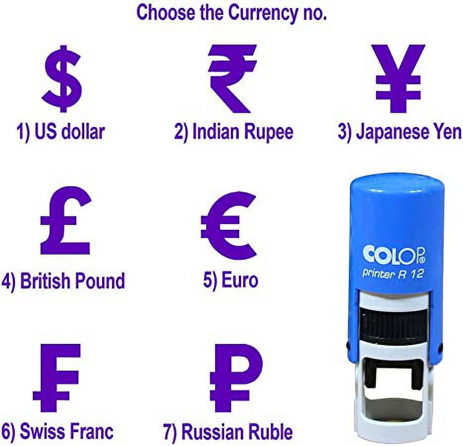 SAI DECORATIVE EURO Currency Sign Self Inking Rubber Stamp, Currency ...