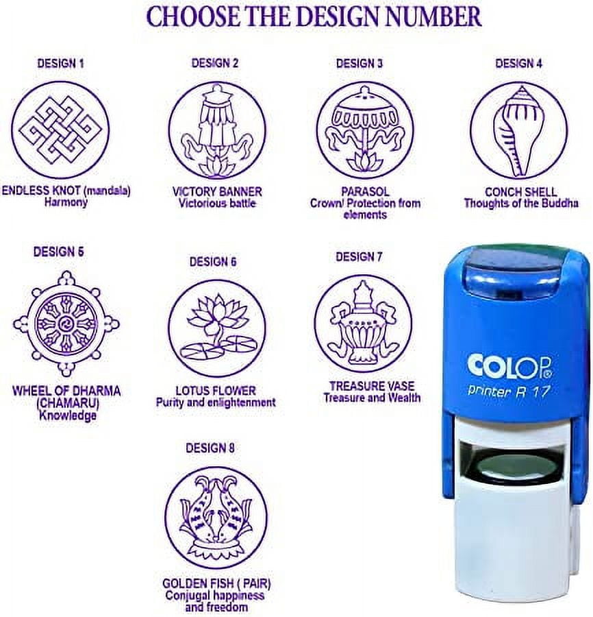 SAI DECORATIVE Golden Fish Tibetan Auspicious Symbol self-Inking Rubber ...