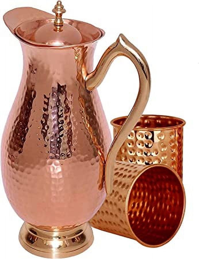 SAI DECORATIVE Pure Copper Royal Jug Water Pitcher Copper Hammered ...