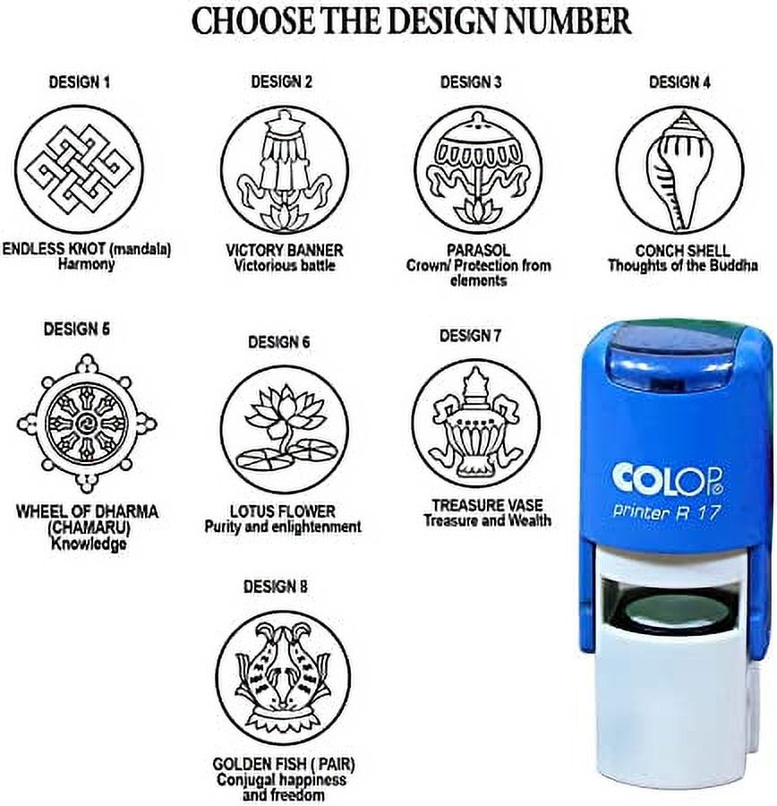 SAI DECORATIVE Wheel of Dharma Tibetan Auspicious Symbol self-Inking ...