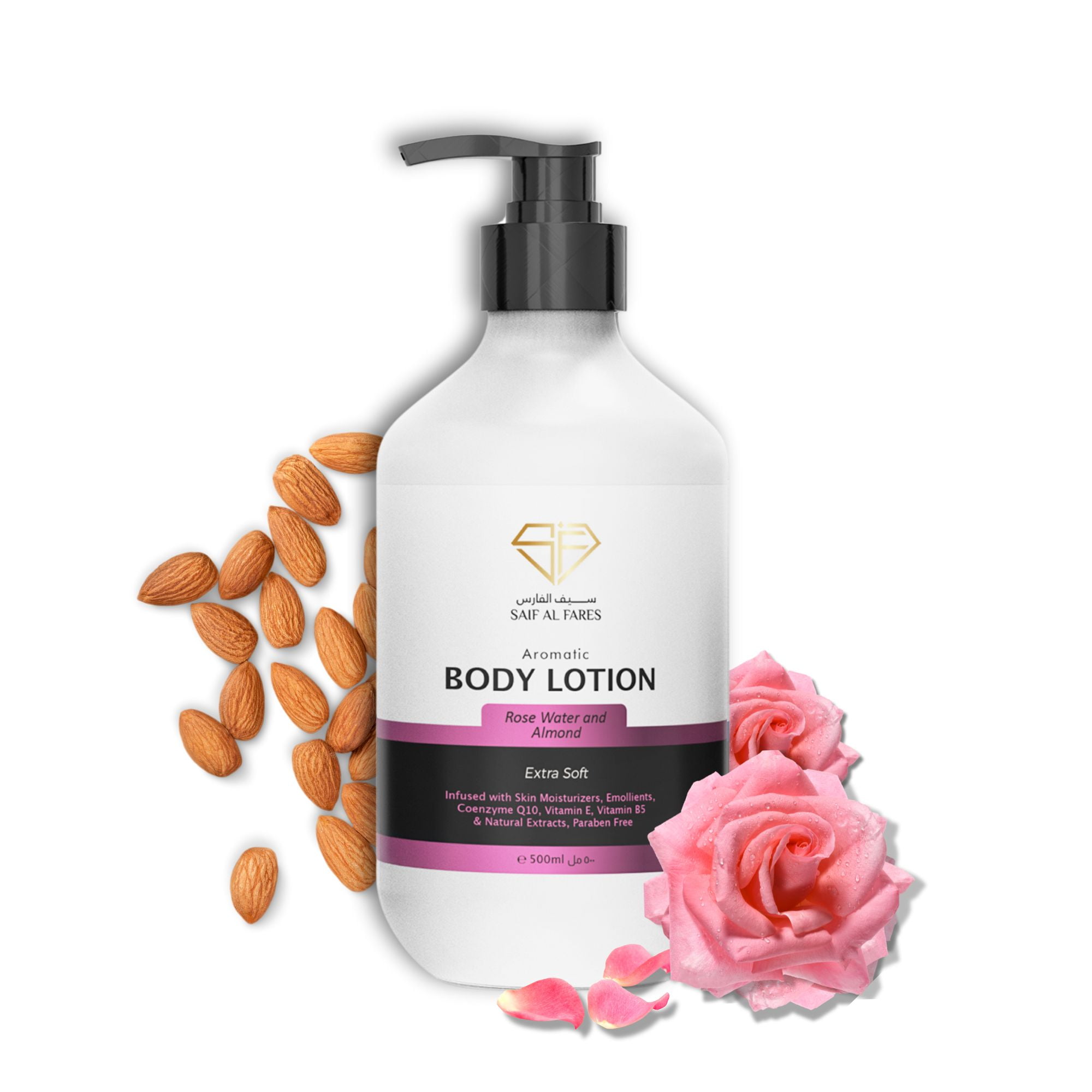 SAIF AL FARES Rose Water and Almond Body Lotion Alcohol Free Extra Soft ...